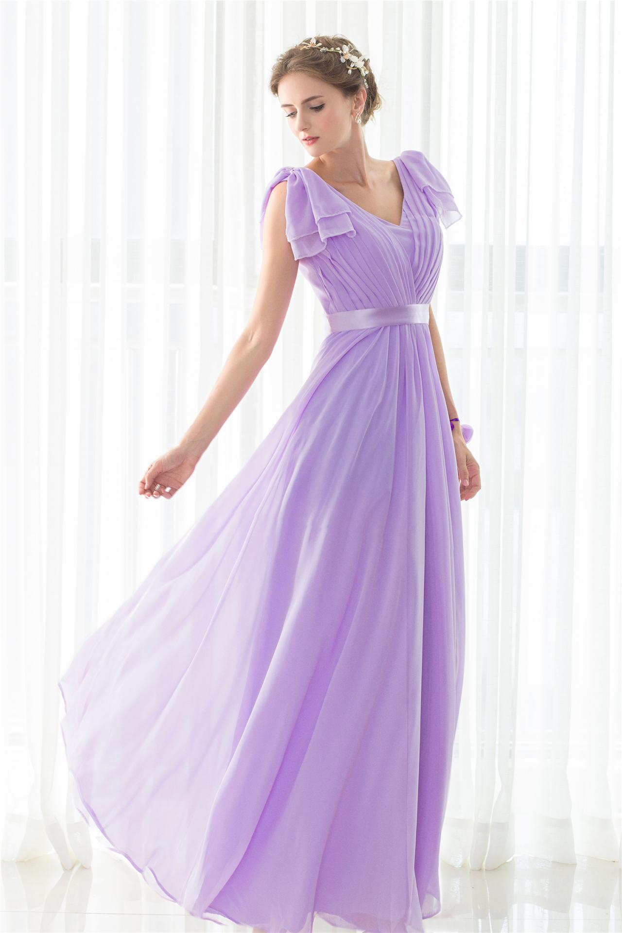Lavender Bridesmaid Dresses,v Neck Maid Of Honor Dress,wedding Guest ...