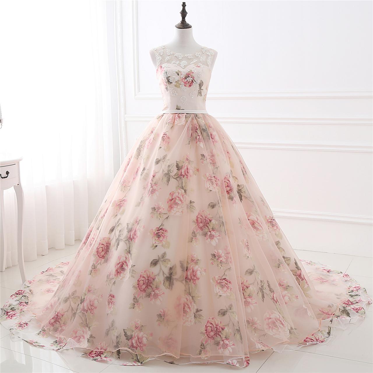 Floral Prom Dresses,Ball Gown Evening Dress,Formal Gowns,Banquet Dress ...