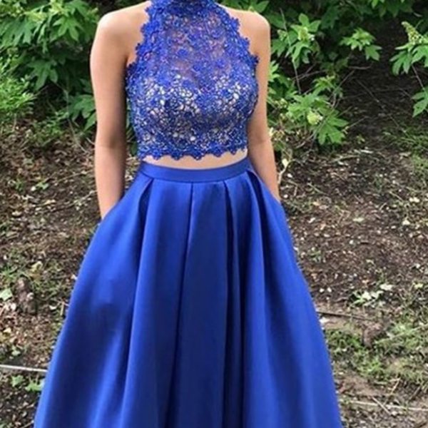 Two Piece Prom Dresses,floor Length Prom Dress,evening Gowns,a Line ...