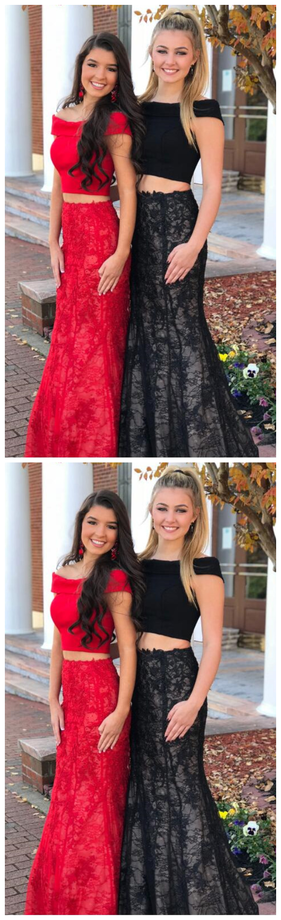 Two Piece Mermaid Prom Dress,lace Evening Dresses 2018,formal Gowns ...